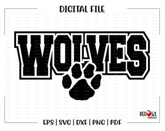 Wolves Mascot Hand Lettered Design Football SVG Mascot SVG - Etsy