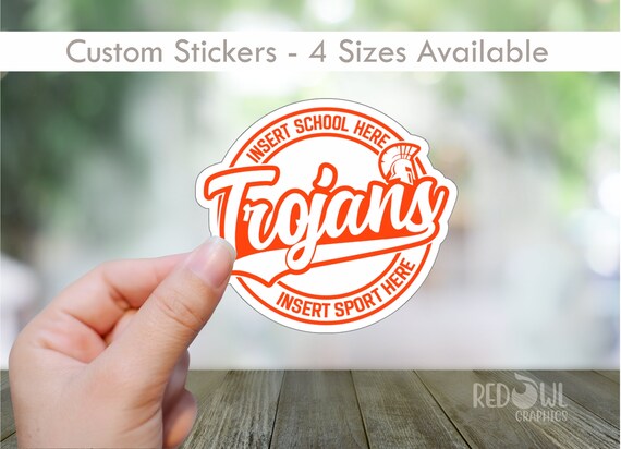Personalized Trojans Sticker School Spirit Trojan Sports - Etsy