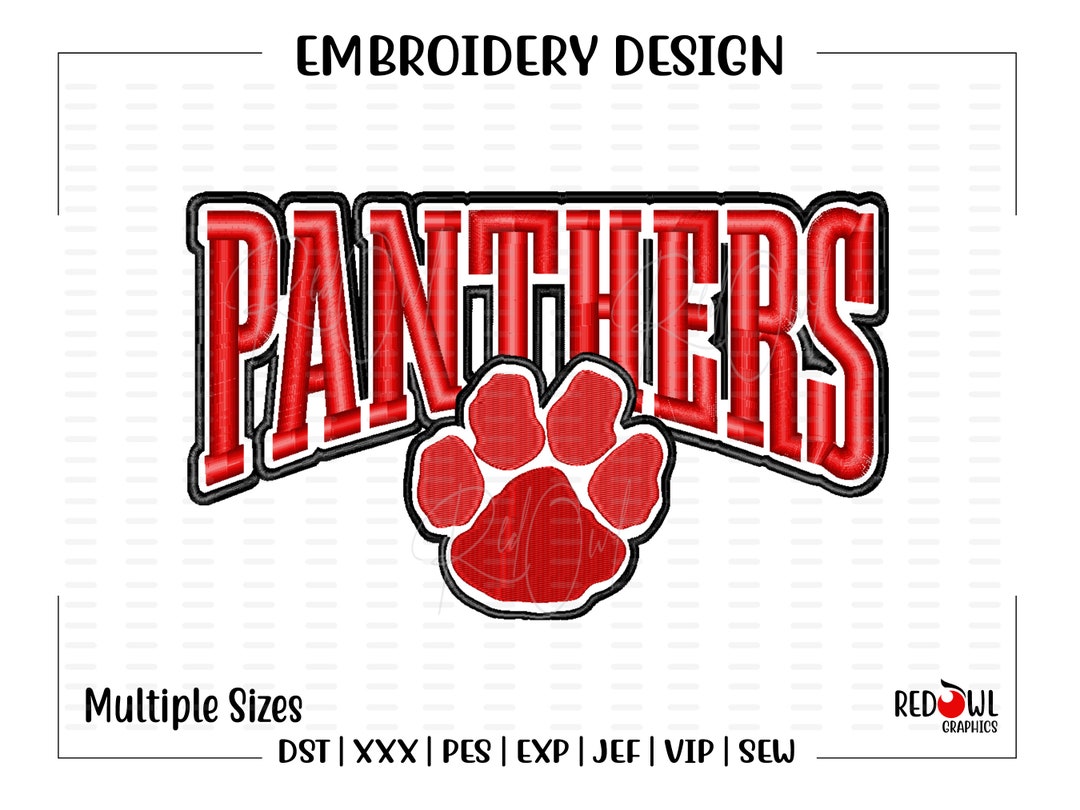Panther, Panthers, Paw, Embroidery Design, Mascot, Panther Embroidery ...