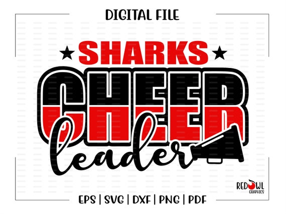 Cheerleader Svg Shark Cheerleader Shark Sharks Cheer - Etsy