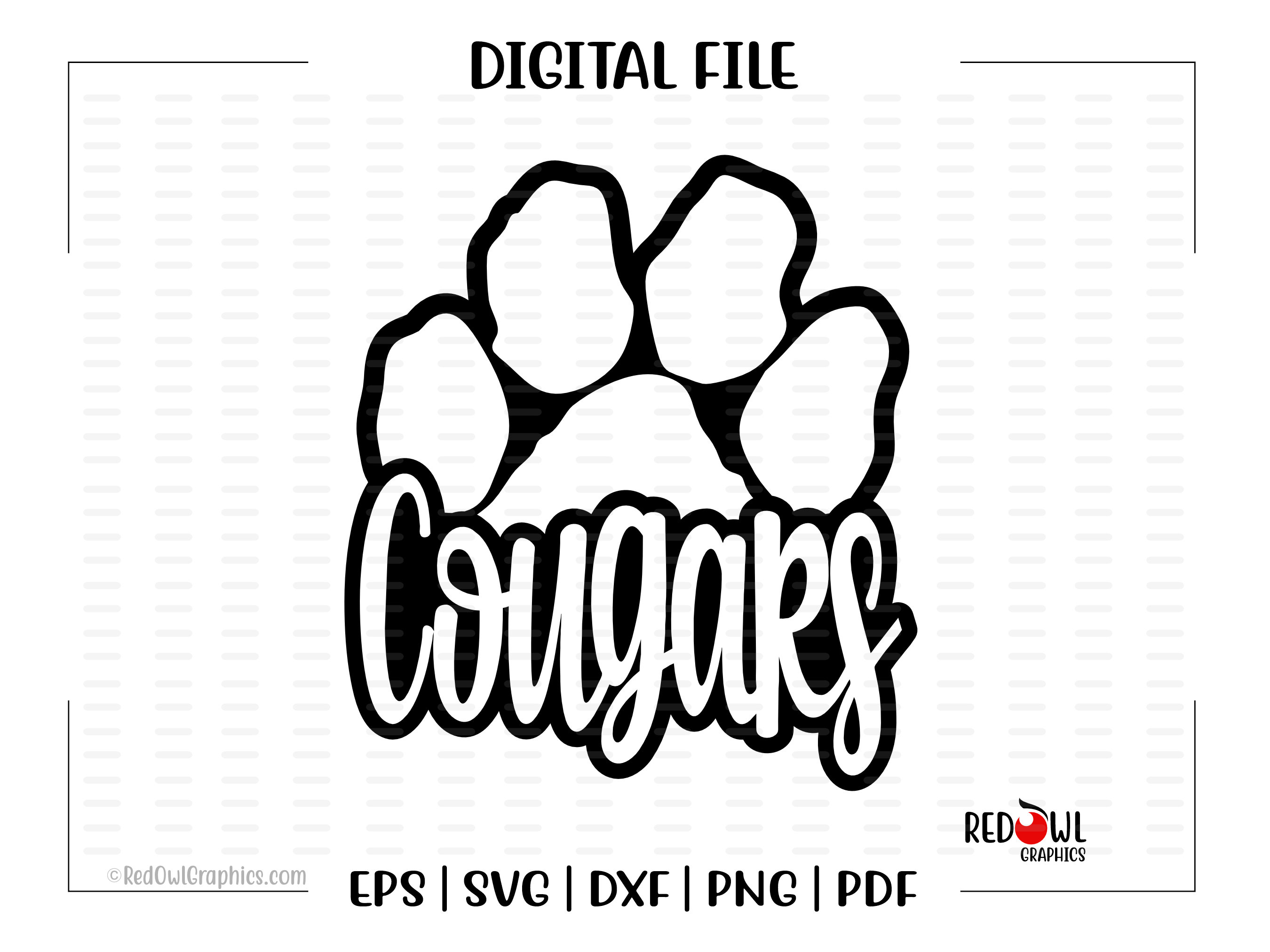 Red Cougar Paw Clip Art