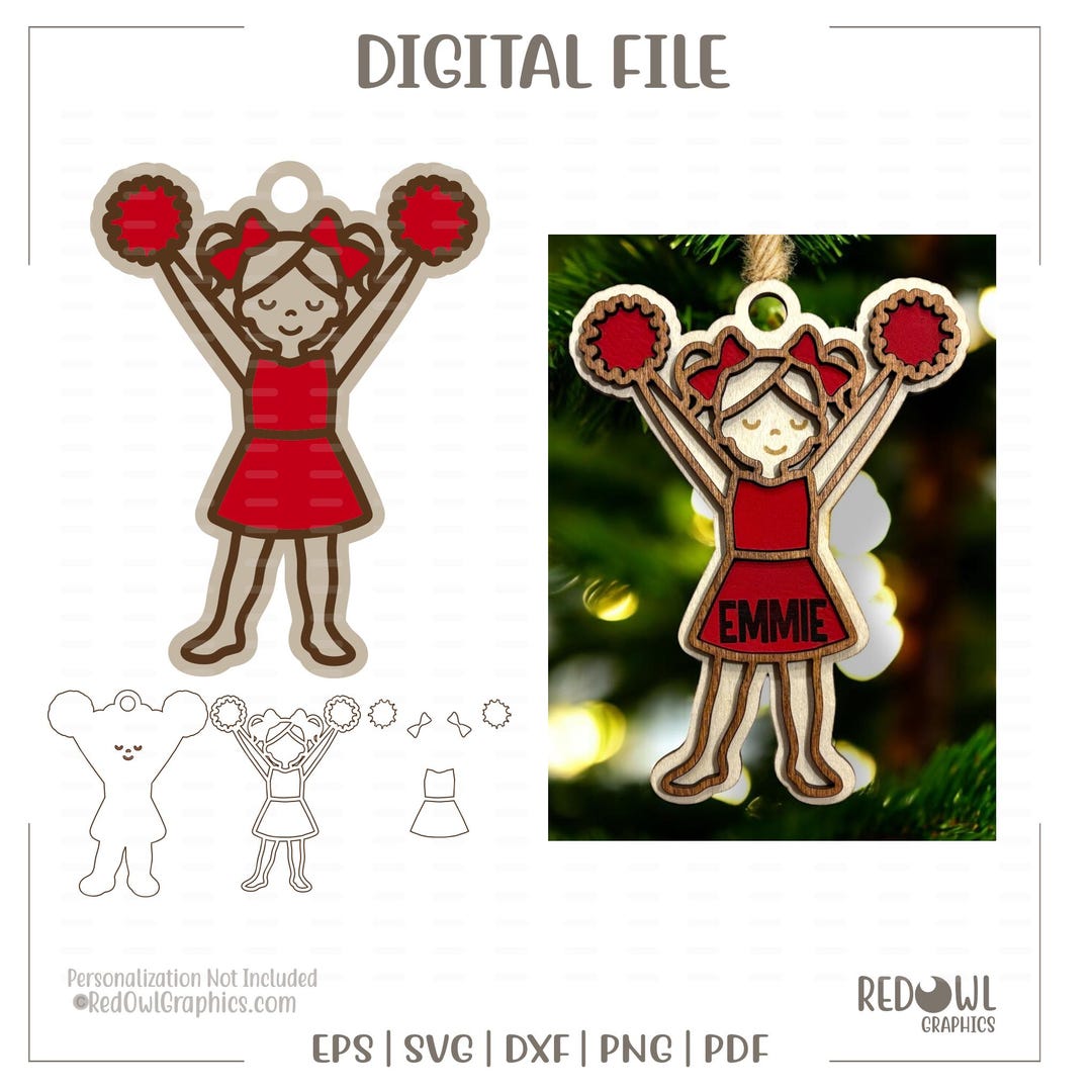 Cheerleader Ornament SVG, Layered Cheer Ornament, Cheerleading, 3D ...