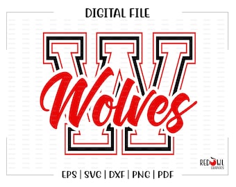 Wolves Mascot Hand Lettered Design Football SVG Mascot SVG - Etsy