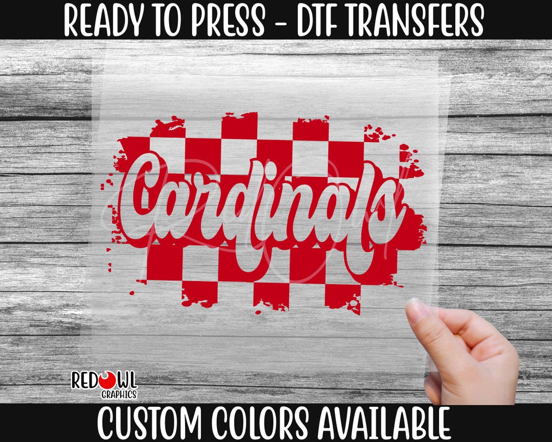 Ready to Press, Cardinals DTF, Retro, Checker, Cardinal, Custom DTF ...