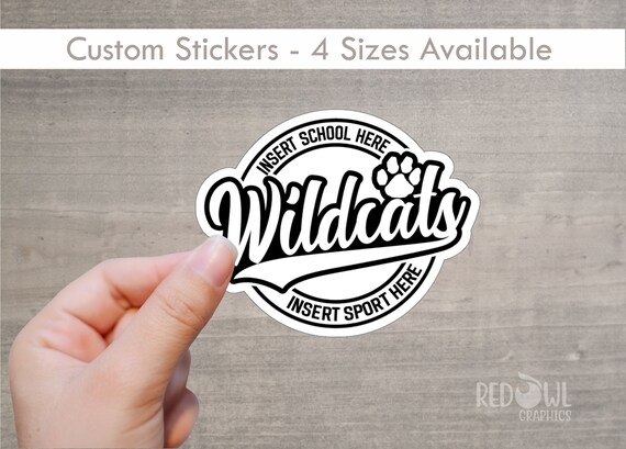 Personalized Wildcat Sticker Mascot School Spirit Wildcat - Etsy