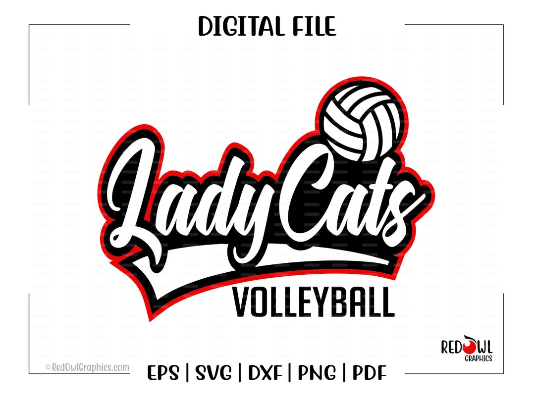 Volleyball Svg, Lady Cats Volleyball Svg, Lady, Cat, Ladycat ...