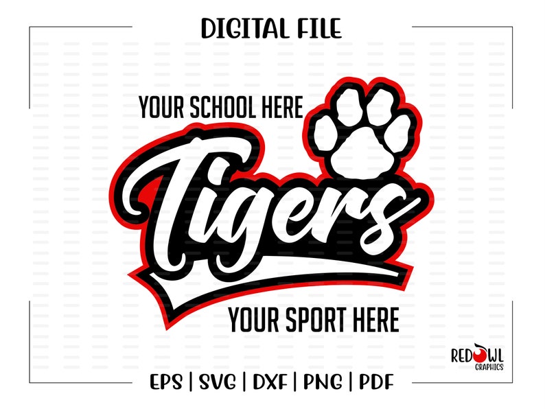 Custom Personalized Tiger Tigers Paw School Team - Etsy