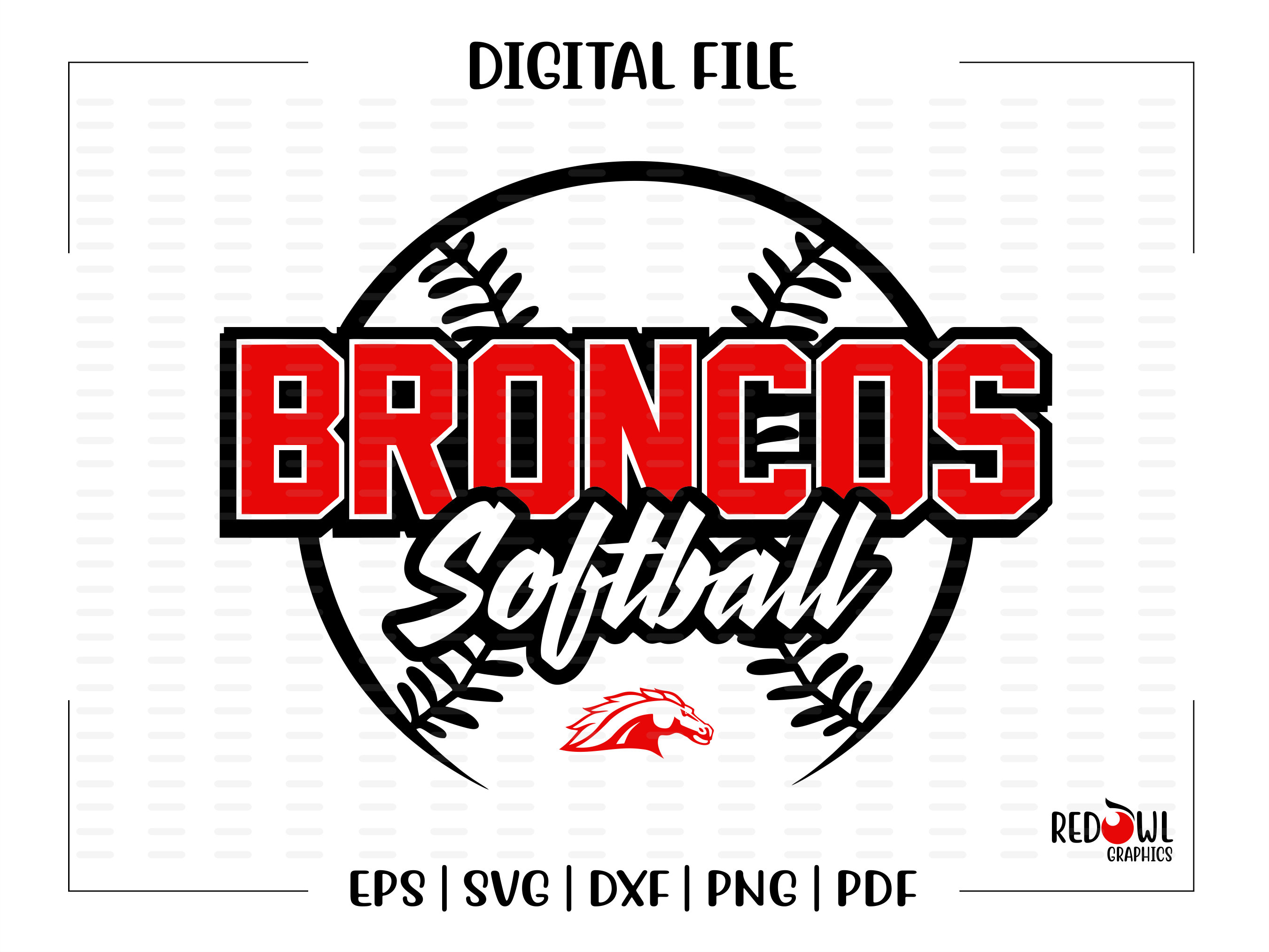 Digital Softball svg Broncos digital sublimation cut file png Bronco ...