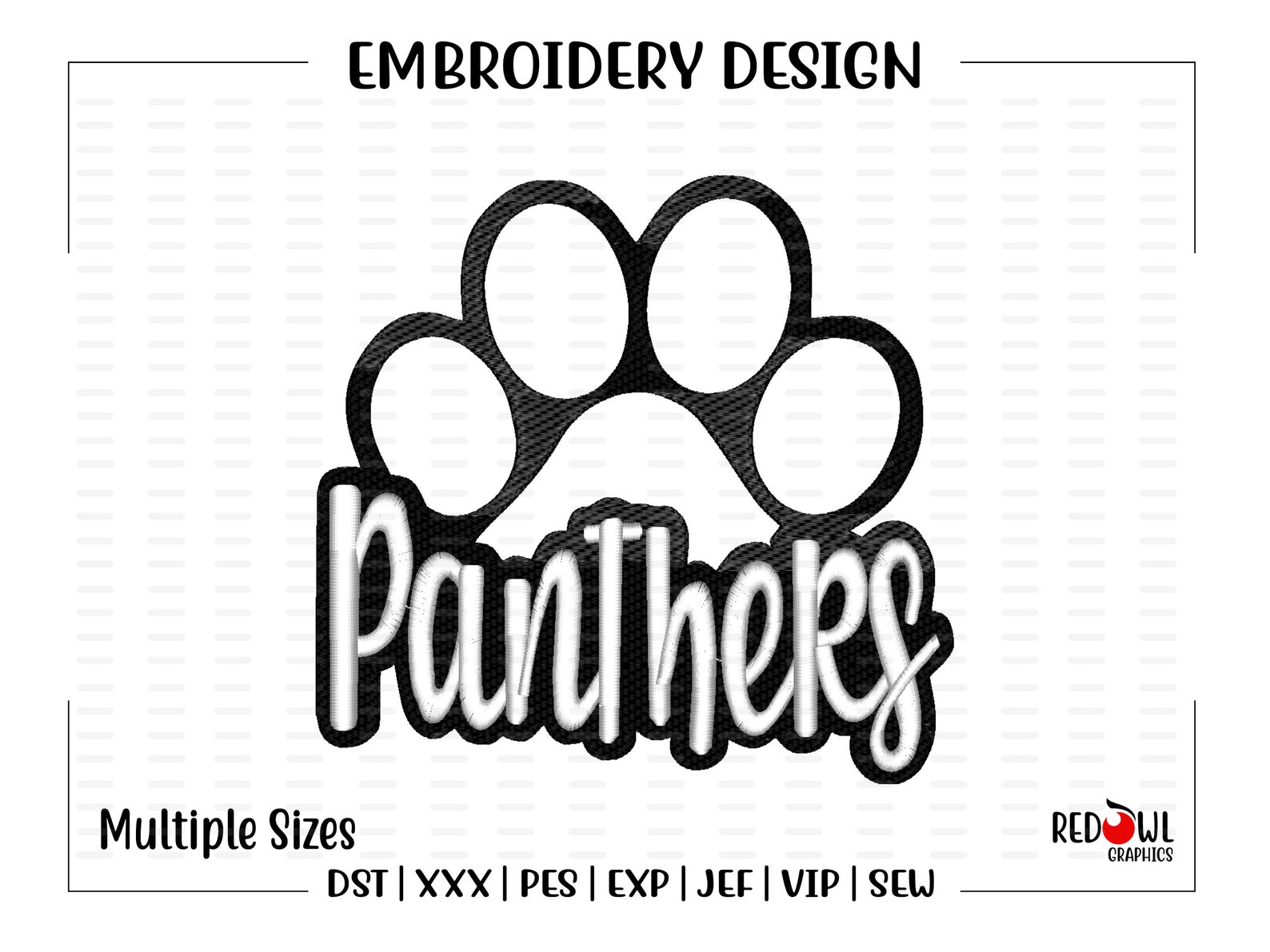 Panther, Panthers, Paw, Embroidery Design, Mascot, Panther Embroidery ...