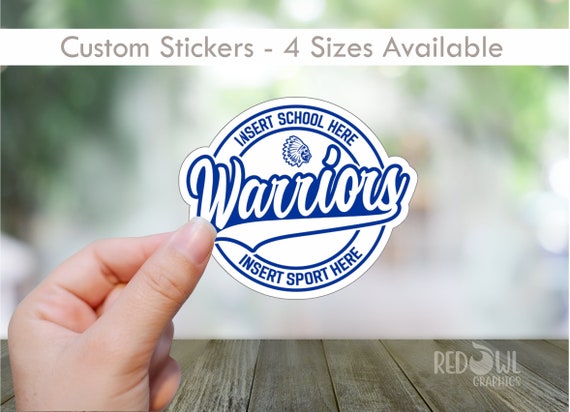 Personalized Warriors Sticker Mascot School Spirit - Etsy