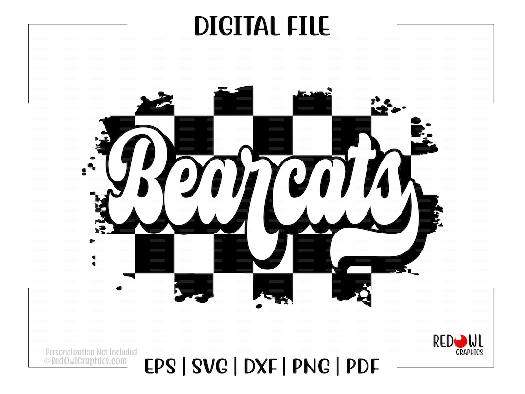 Bearcat Svg, Bearcats Svg, Bearcat, Bearcats, Mascot, Retro, Checker ...