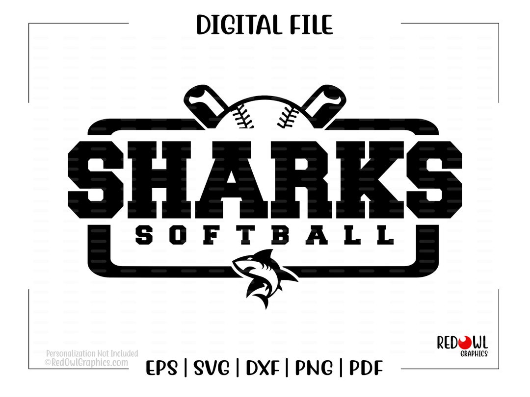 Softball Svg, Shark Softball Svg, Shark, Sharks, Softball, Svg, Dxf ...