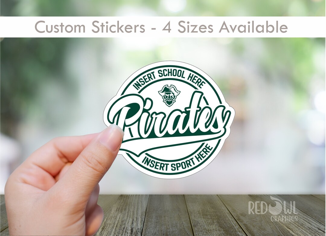 Personalized Pirates Sticker, School, Spirit, Pirate, Sports, Football ...