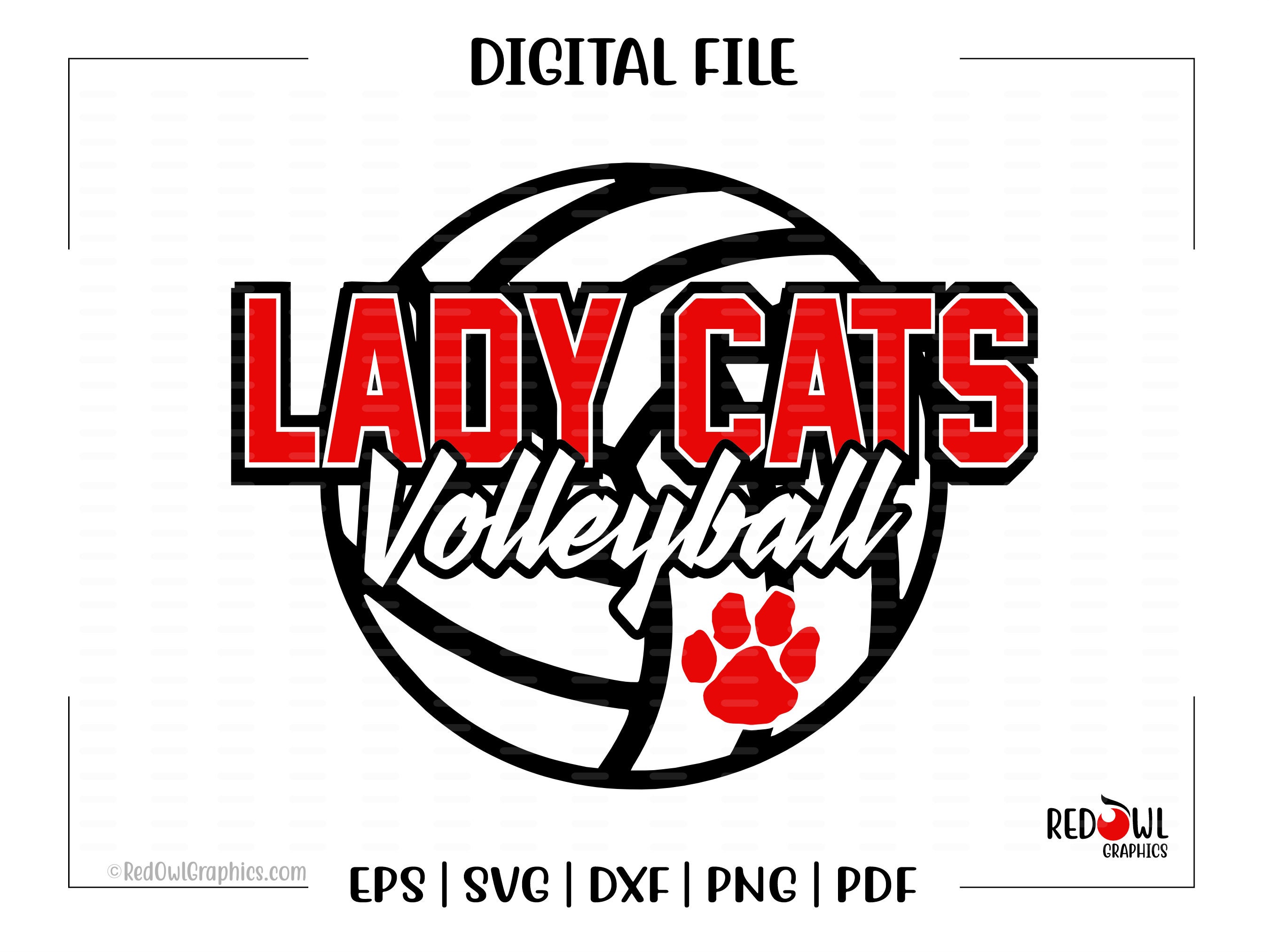 Volleyball Svg, Lady Cats Volleyball Svg, Lady, Cat, Ladycat ...