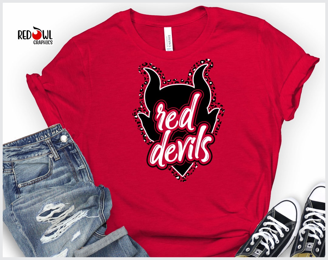 Red Devil Shirt Red Devils T-shirt Leopard Cheetah - Etsy