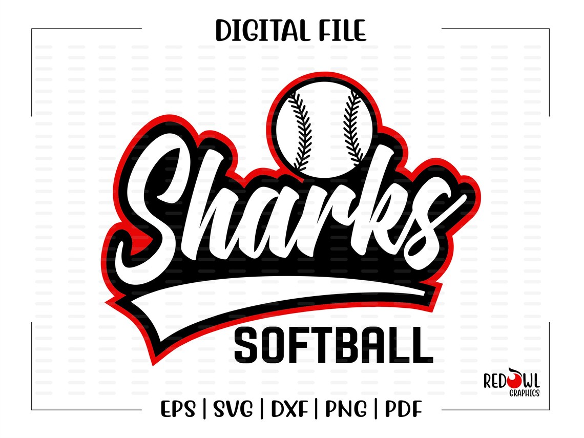 Softball Svg, Shark Softball Svg, Shark, Sharks, Softball, Svg, Dxf ...