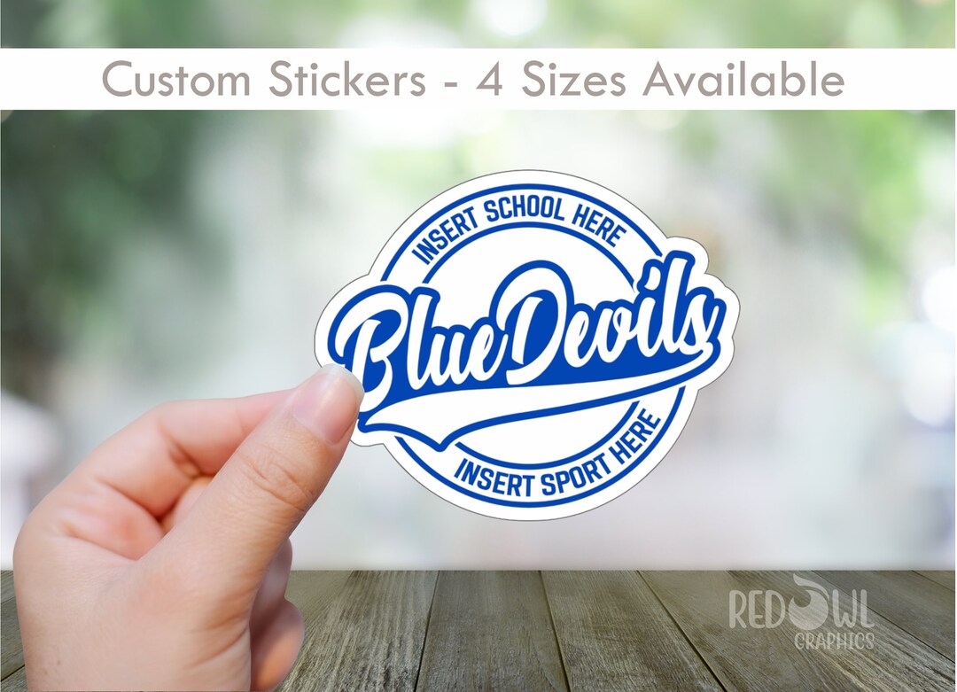 Personalized Blue Devil Sticker, Mascot, School, Spirit, Blue Devil ...