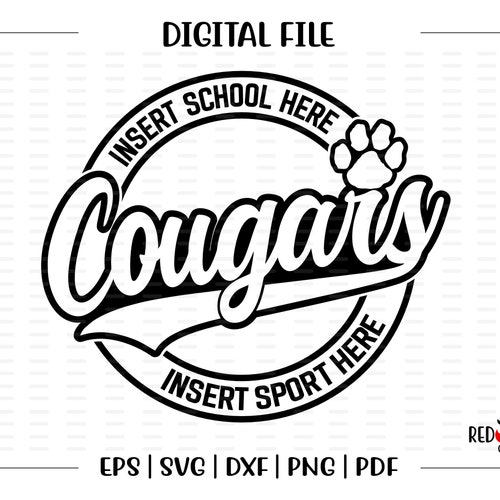 Cougars Paw Print Digital Design: Svg Png Pdf Dxf - Etsy