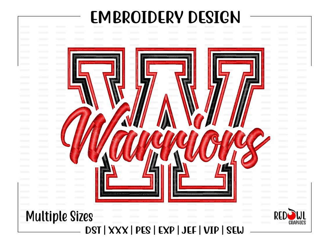 Warrior Warriors Embroidery Design Mascot School Warrior - Etsy