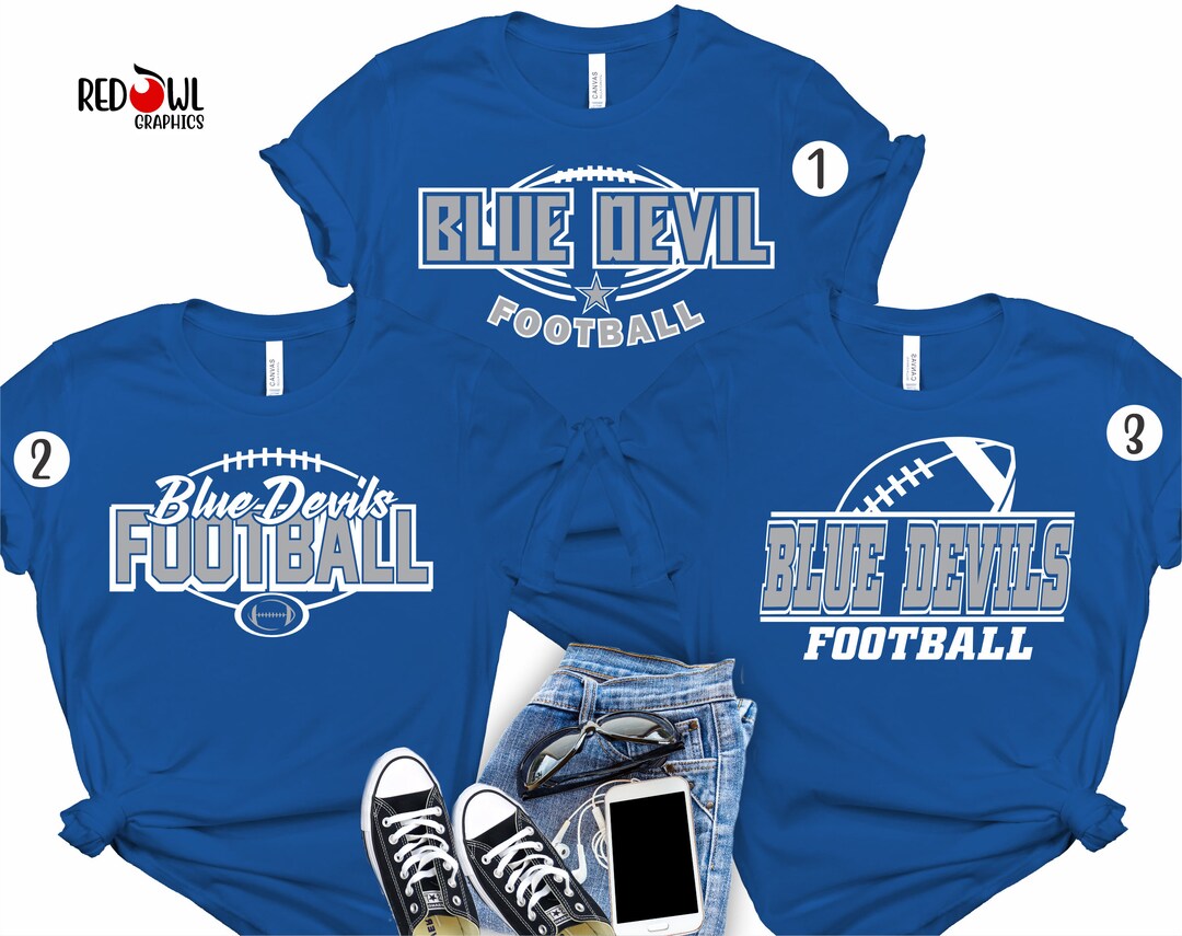 Football Shirt Blue Devil Shirt Blue Devil Football - Etsy