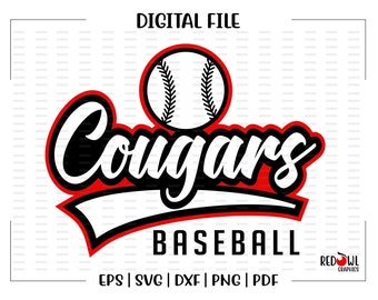 Cougar Baseball Svg | Etsy