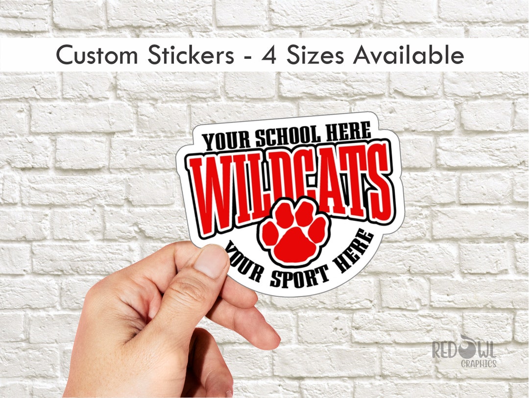 Personalized Wildcat Sticker, Mascot, School, Spirit, Wildcat, Paw ...