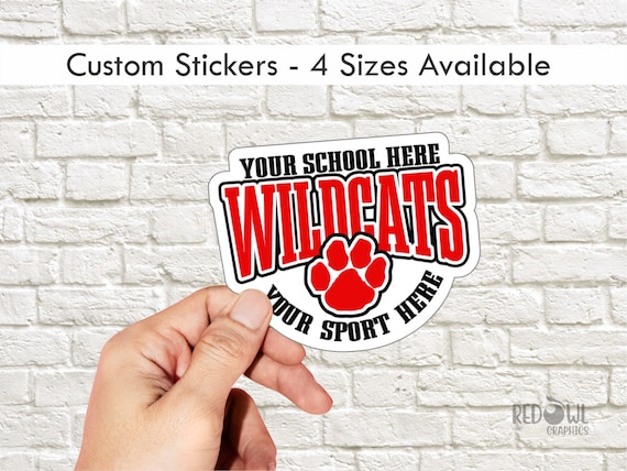 Personalized Wildcat Sticker Mascot School Spirit Wildcat - Etsy