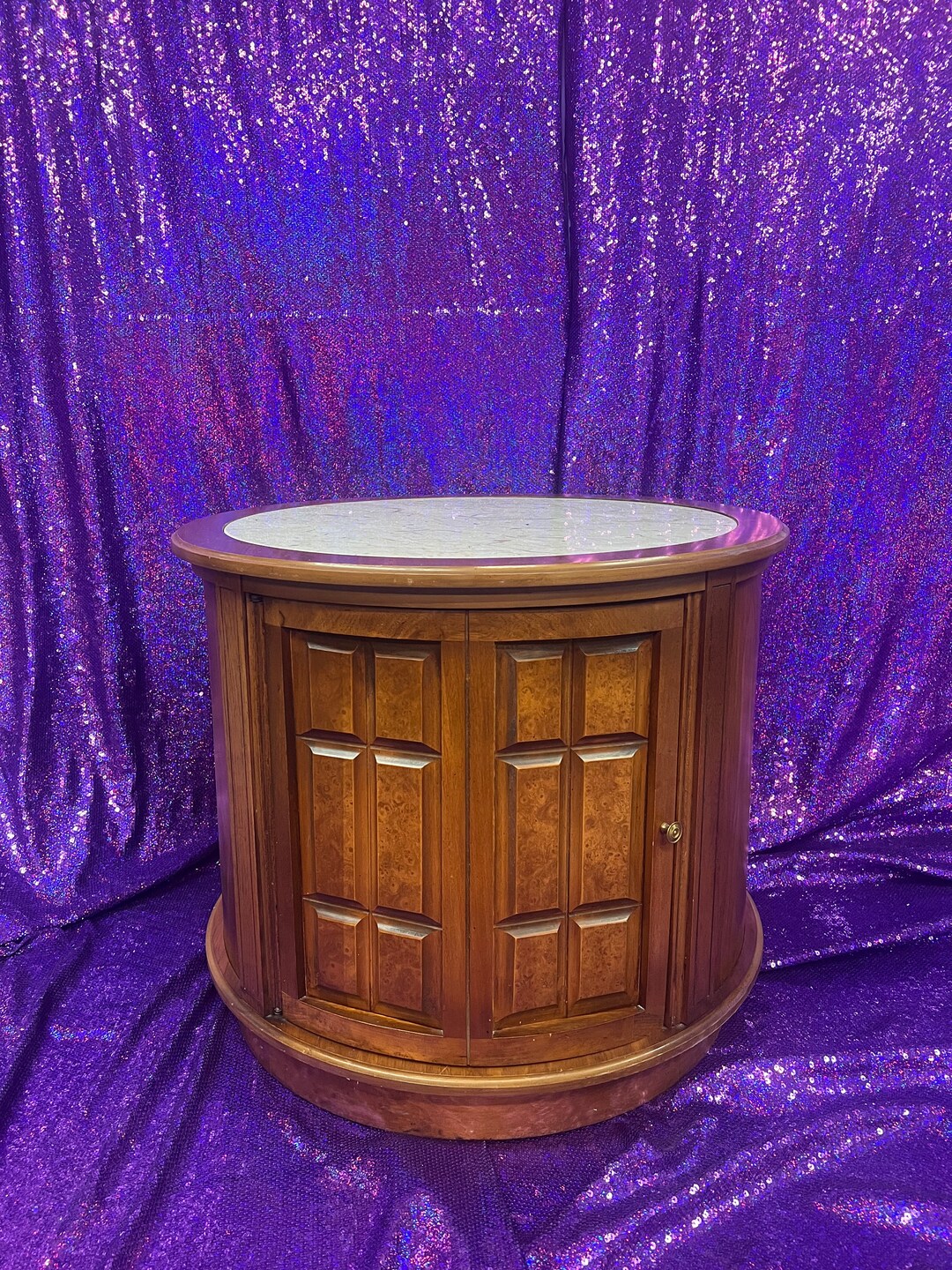 Mid Century Spanish Colonial Round Marble Top Commode Drum Table - Etsy