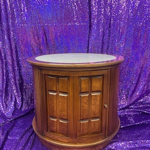 Mid Century Spanish Colonial Round Marble Top Commode Drum Table - Etsy
