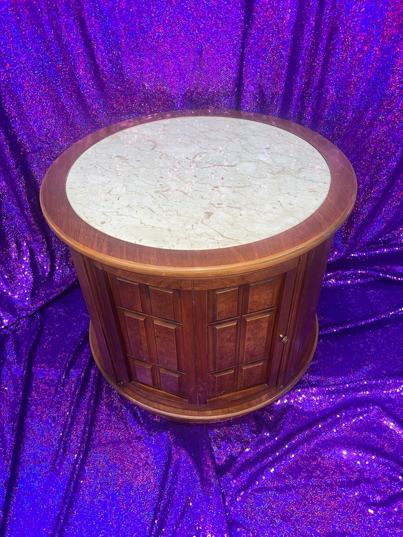 Mid Century Spanish Colonial Round Marble Top Commode Drum Table - Etsy