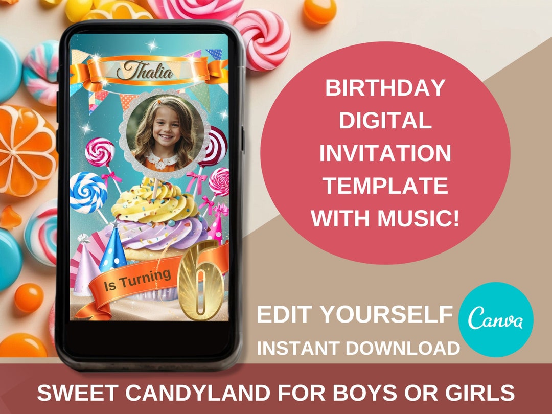 Animated Kids Birthday Invitation Digital Party Invite Custom Theme ...