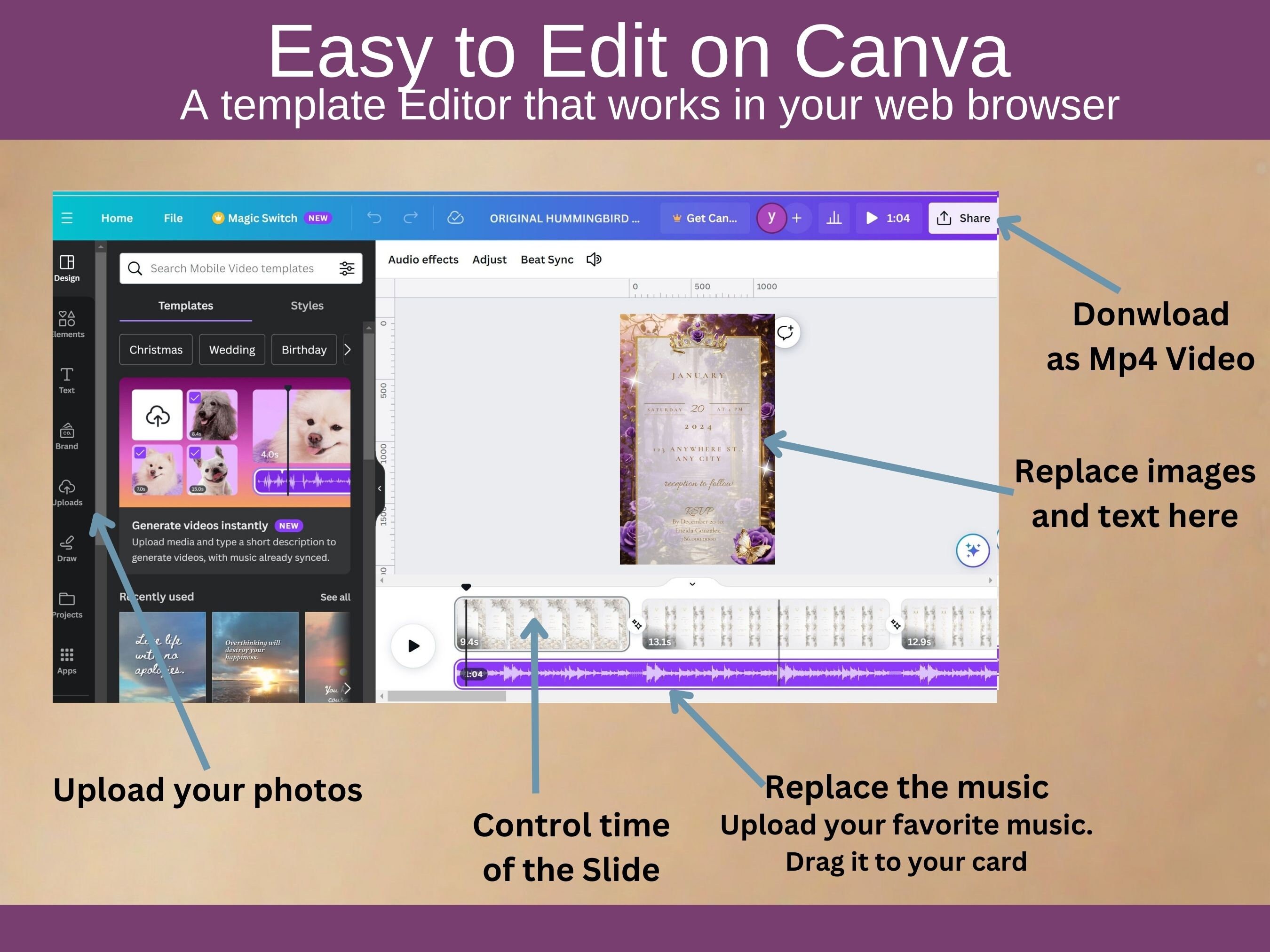 15th Birthday Video Invitation Quince Invite Quinceañera Butterfly ...