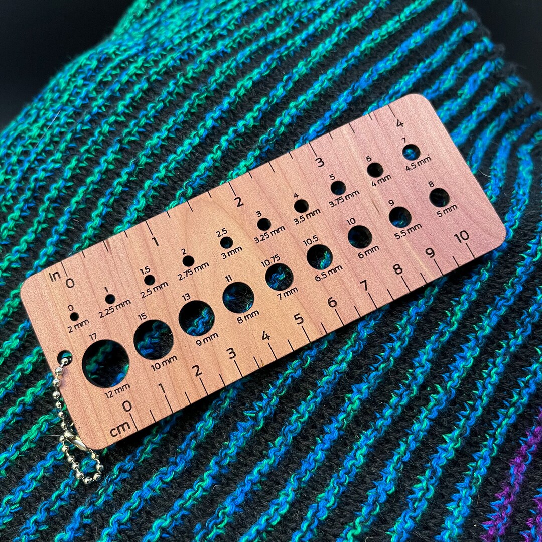 Ruler and Knitting Needle Sizer, Knitting Notion, Gift for Knitter ...