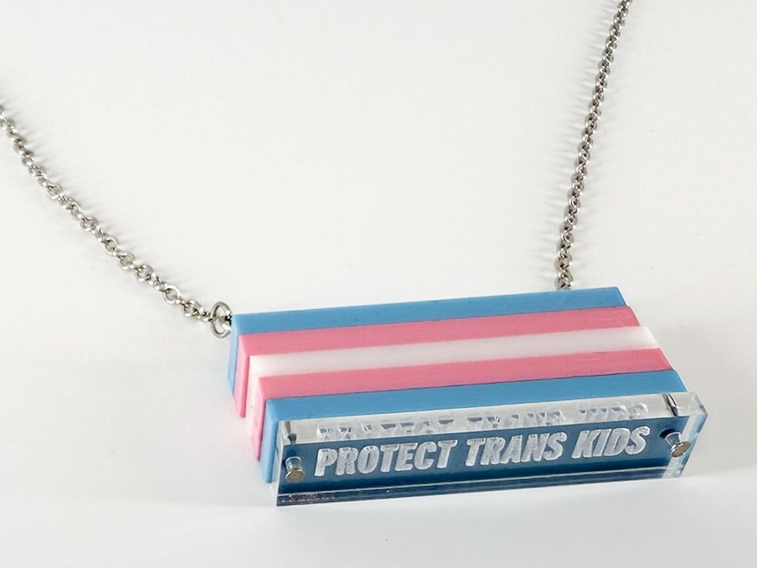 Trans Pride Necklace, Transgender Flag Jewelry, Protect Trans Kids ...