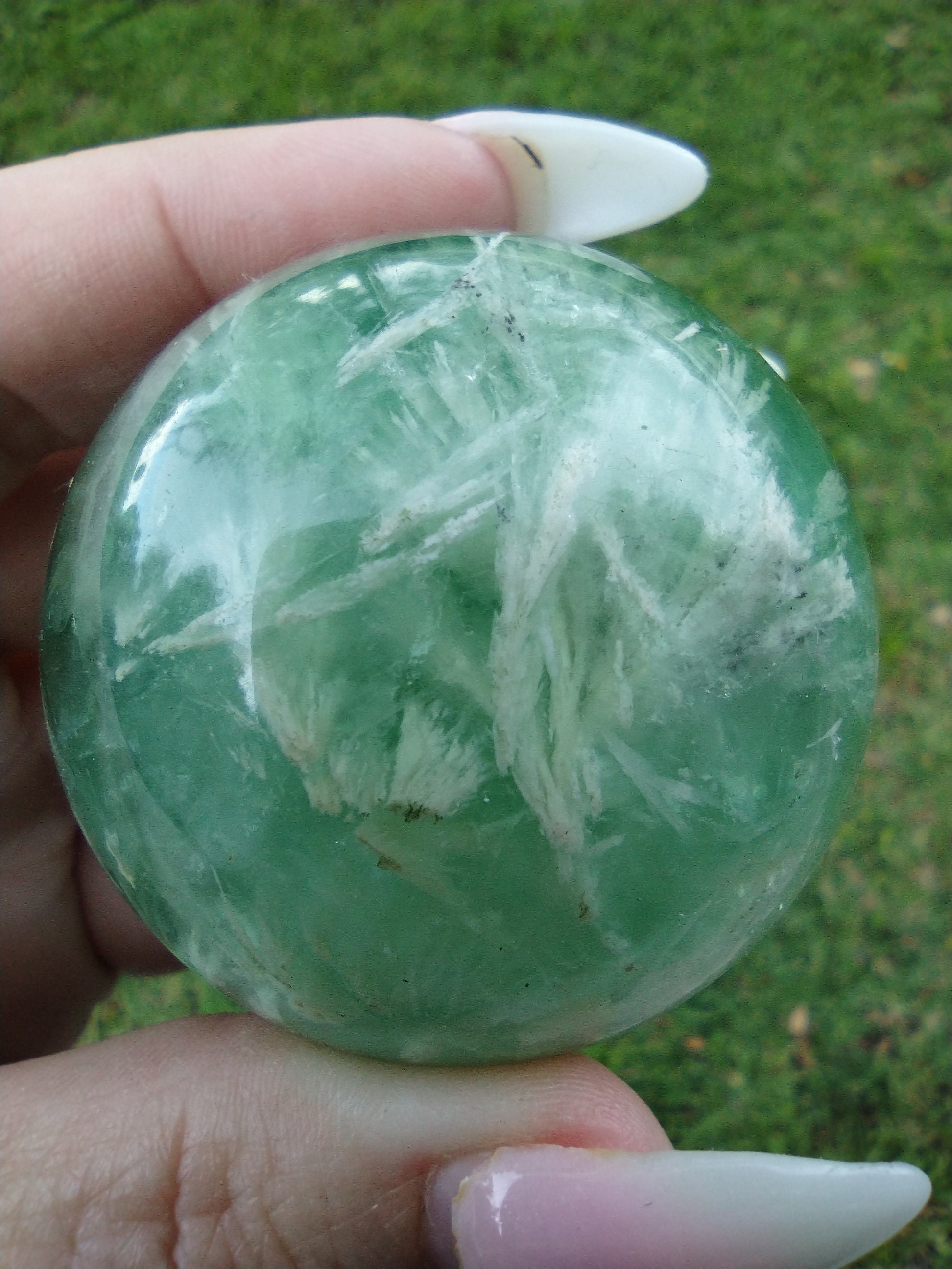 Green Feather Fluorite Sphere - Etsy