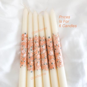Long Candles for Candlestick , 6 Patterned Taper Candles , Bridal Taper ...