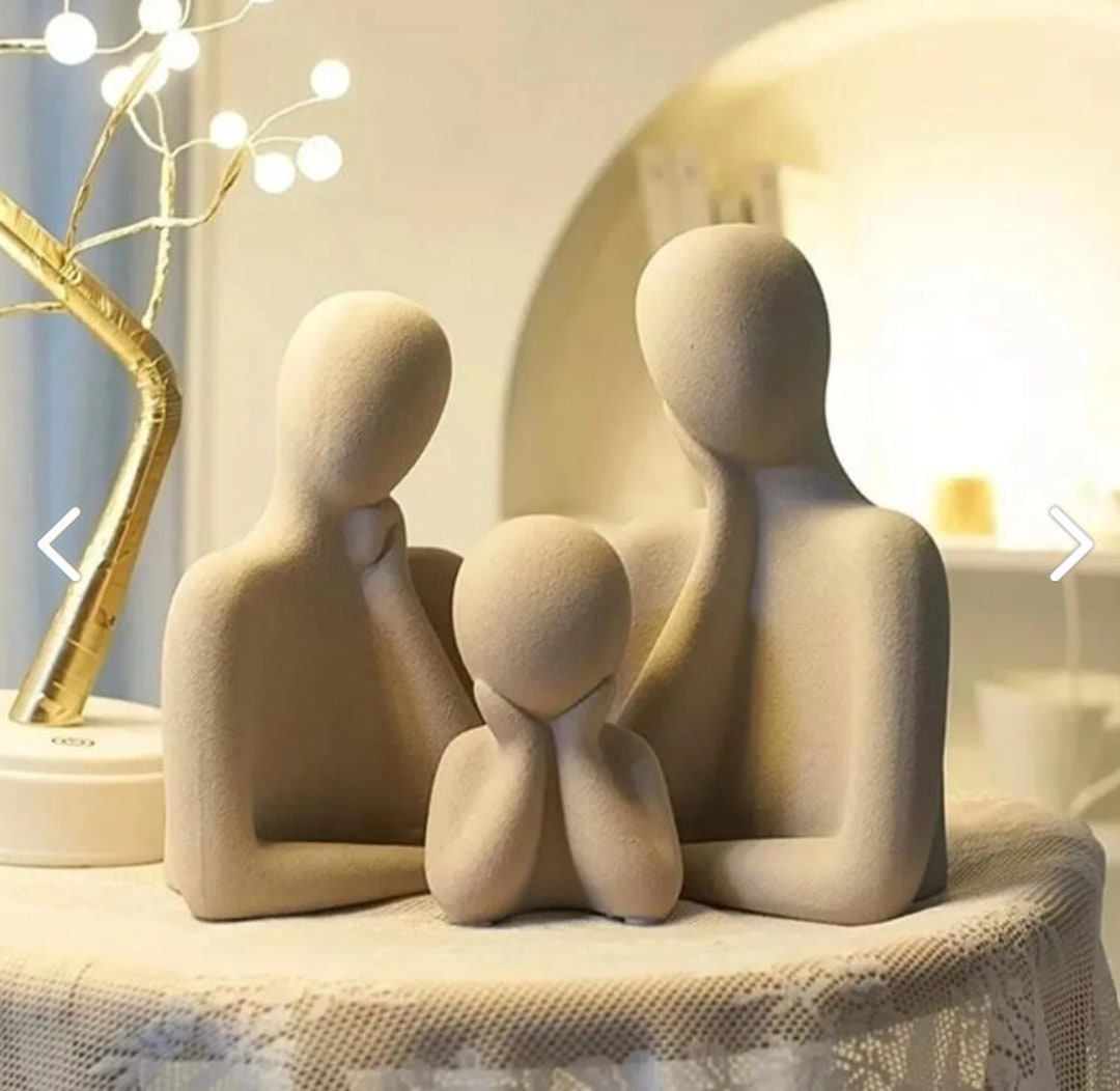 Family Sculpture Figurines , Decorative Family Statue of Three , New ...