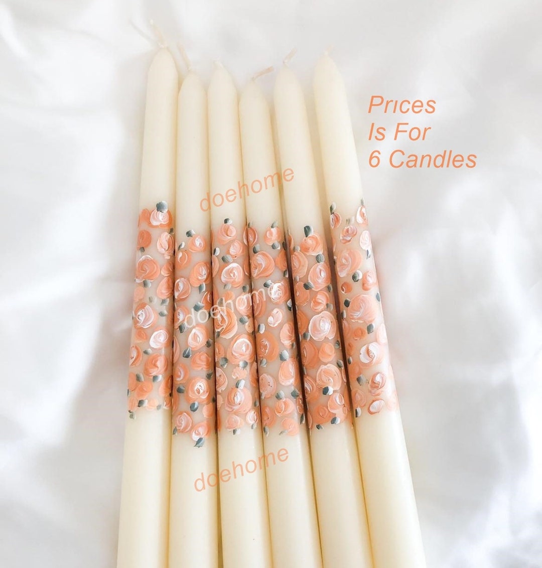 Long Candles for Candlestick , 6 Patterned Taper Candles , Bridal Taper ...