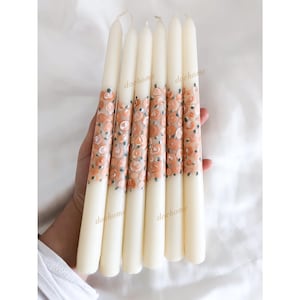 Long Candles for Candlestick , 6 Patterned Taper Candles , Bridal Taper ...