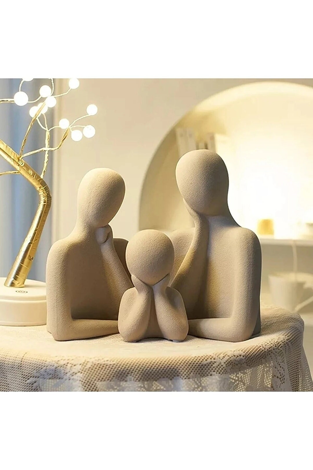 Family Sculpture Figurines Decorative Family Statue of Three - Etsy