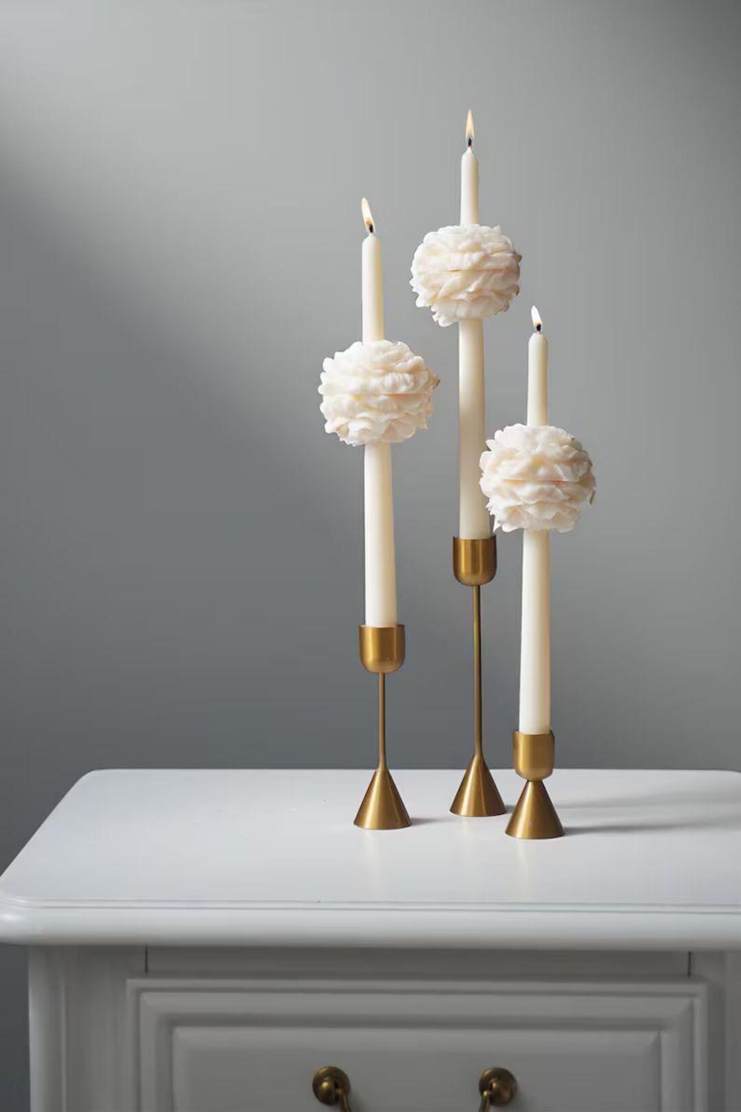 Peony Rose Candelabra Candle Set: Luxury Wedding Favors - Etsy
