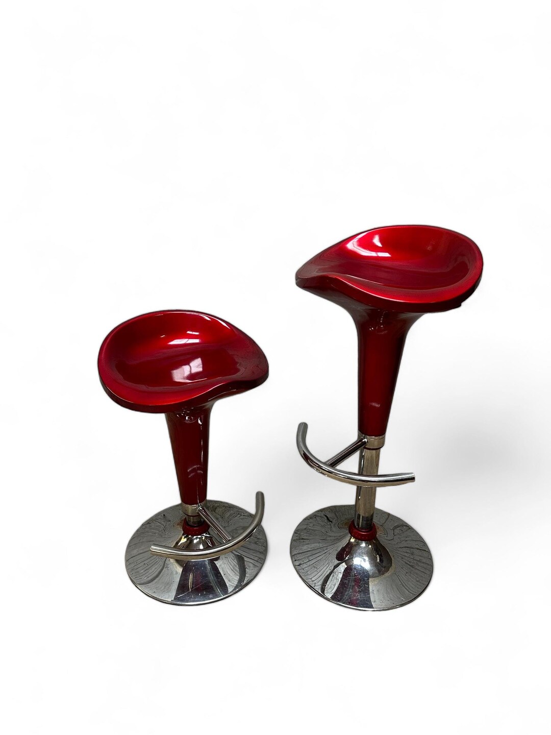 Retro Swivel Red Bar Stools / Stainless Steel / Set of Two C1970 / FREE ...