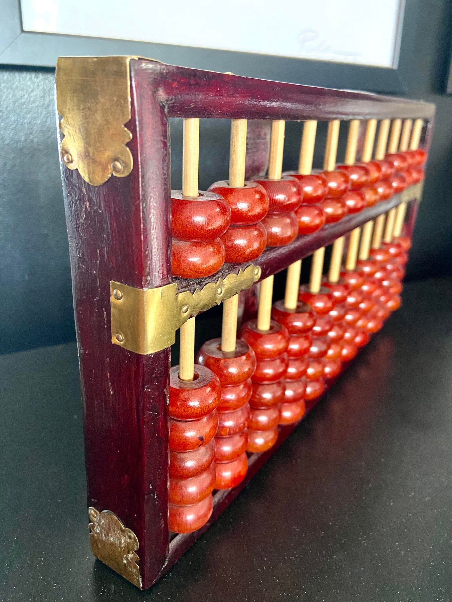 Chinese RED LION Wooden Brass Original Size Abacus / Vintage Toys ...
