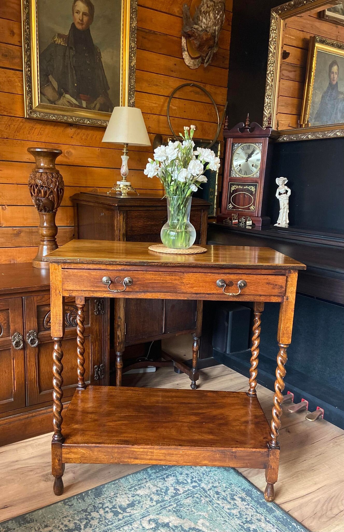 Antique Edwardian Hall Table / Barley Twist Legs / Wooden Side - Etsy UK