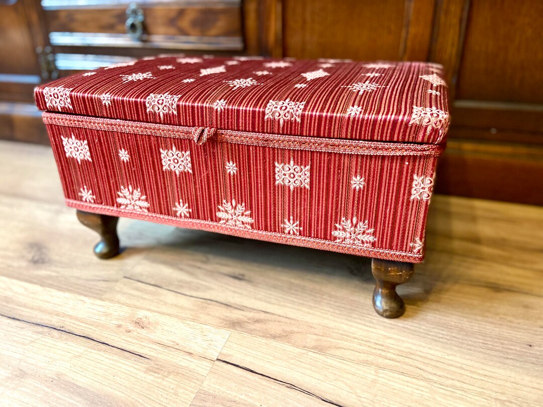 Vintage Sherborne Red Sewing Box / Wooden Legs / Made in England 1950s ...