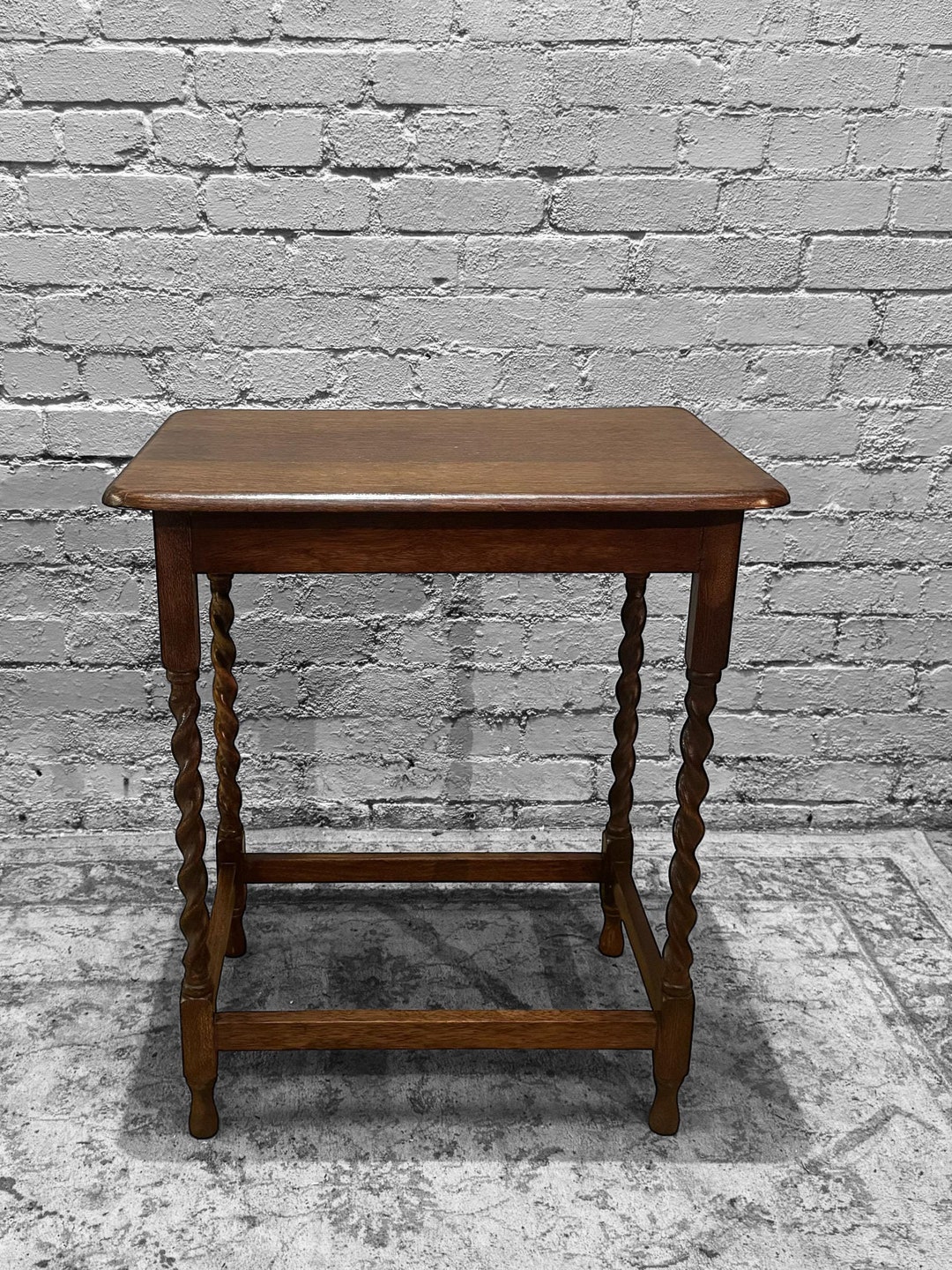 Vintage Oak Edwardian Side Table / English 1900-1910 / Barley Twist ...