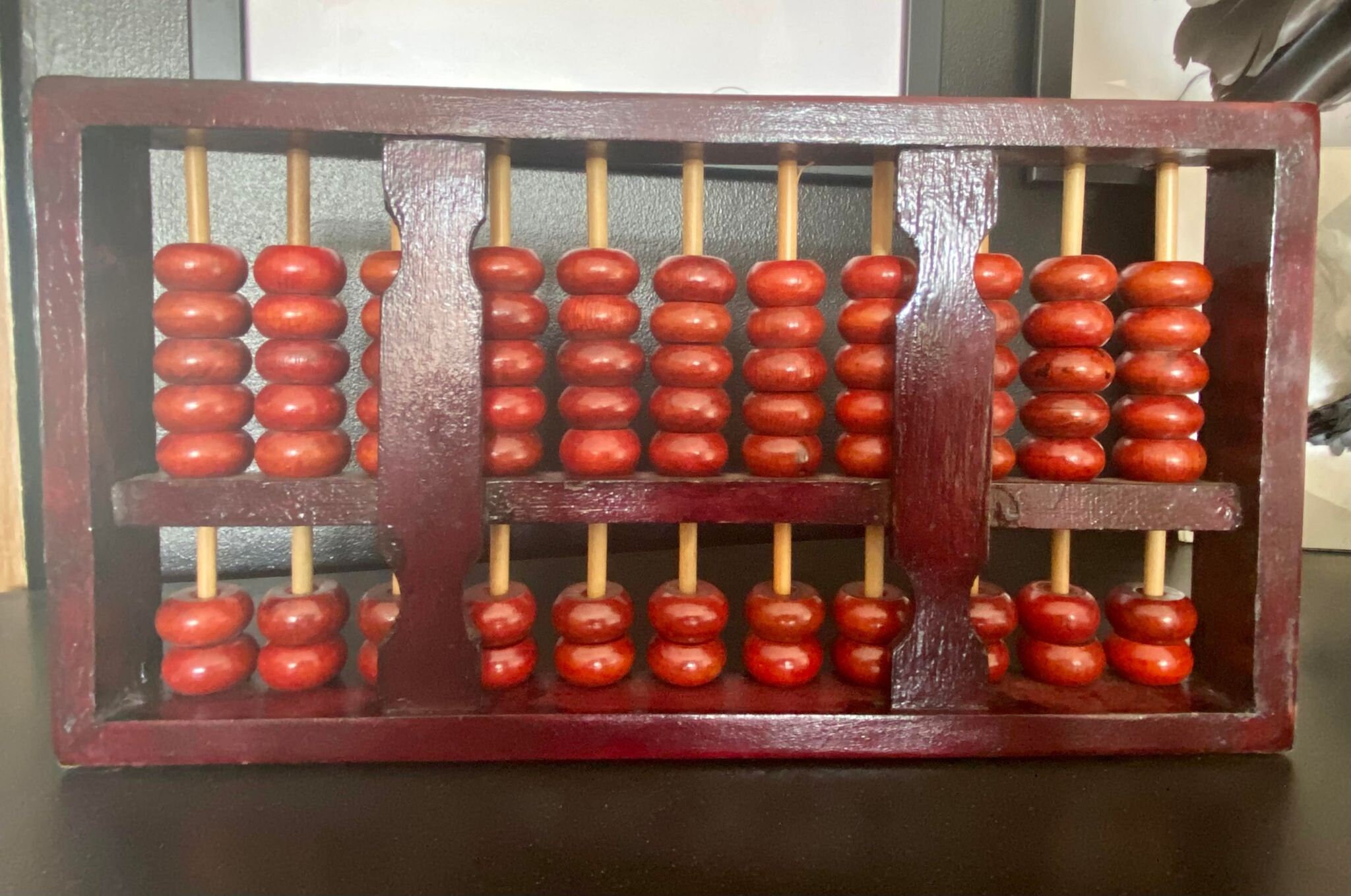 Chinese RED LION Wooden Brass Original Size Abacus / Vintage Toys ...
