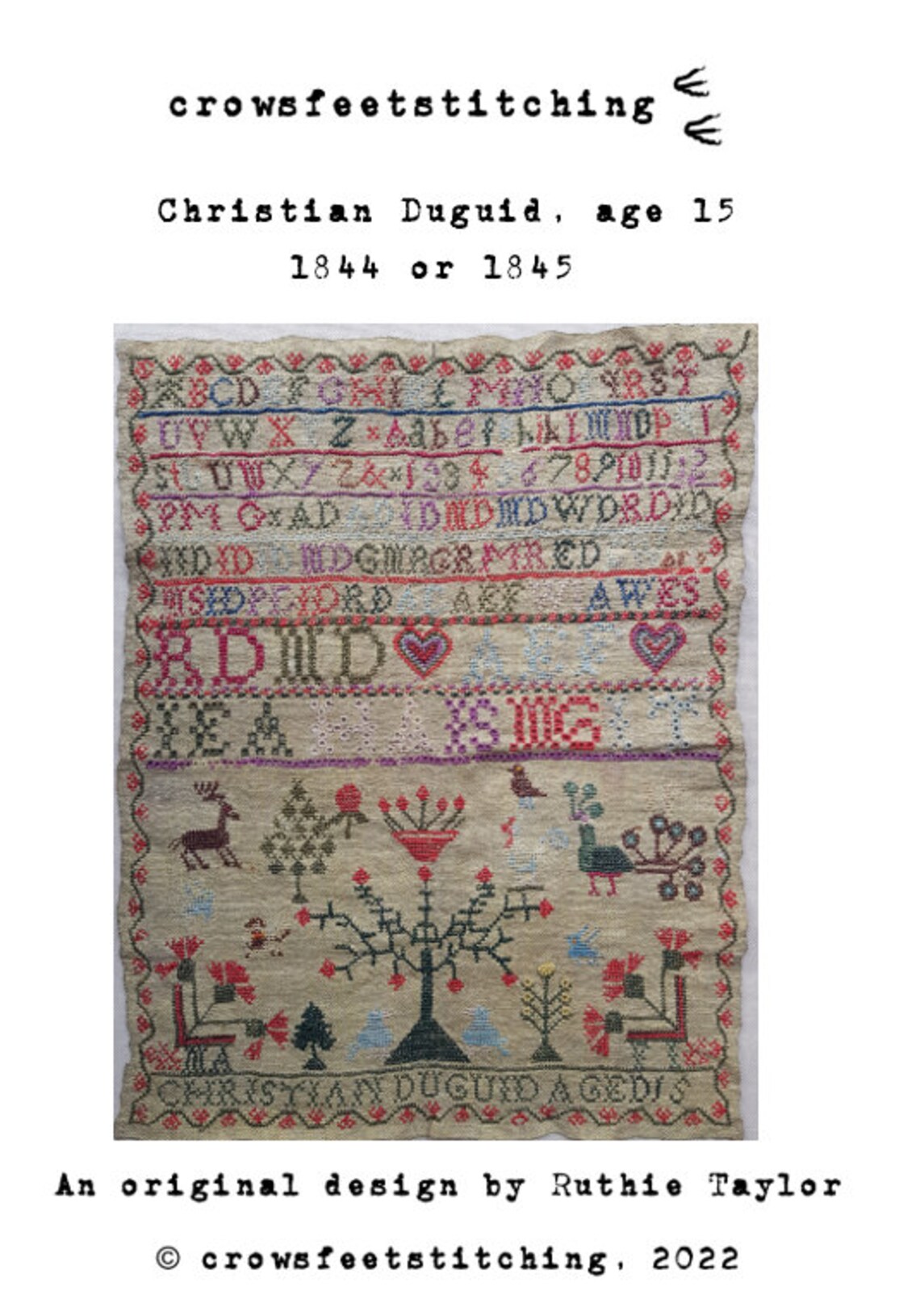 Christian Duguid 1844/1845 Scottish Reproduction Sampler Pdf - Etsy