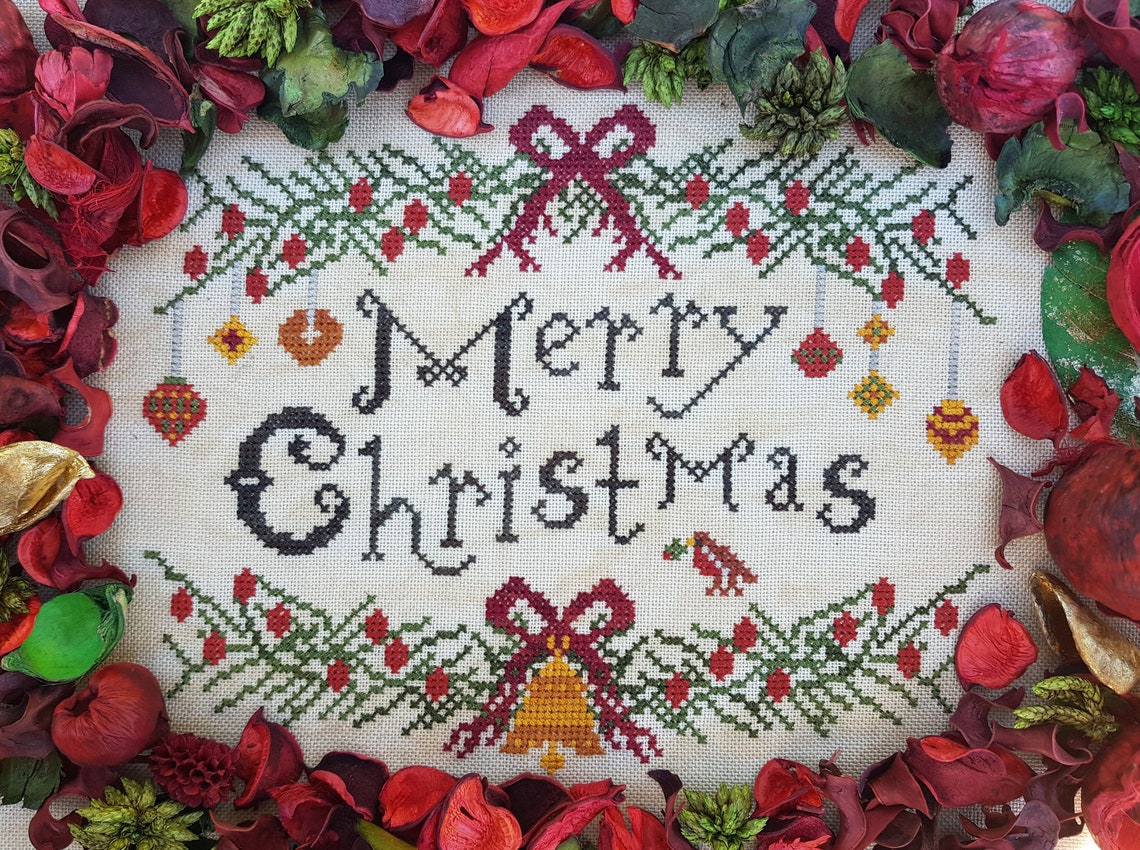 Christmas Cross Stitch - Merry Christmas Cross Stitch Pattern Pdf - Etsy