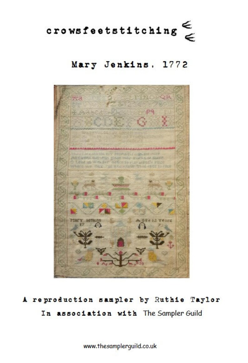 Mary Jenkins, 1772, a Welsh Sampler Pdf Reproduction - Etsy